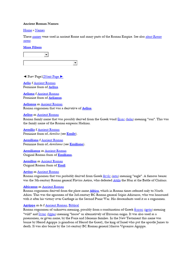 Ancient Roman Names | PDF | Ancient Rome | Augustus
