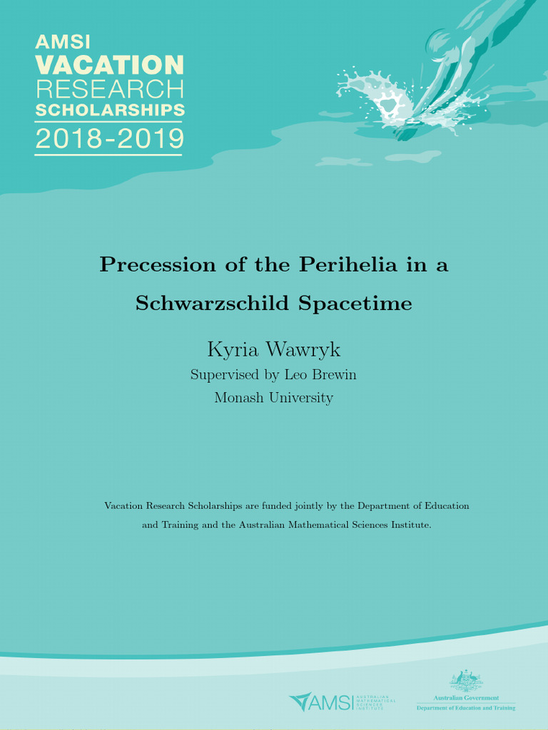 Precession of The Perihelia in A Schwarzschild Spacetime | PDF ...