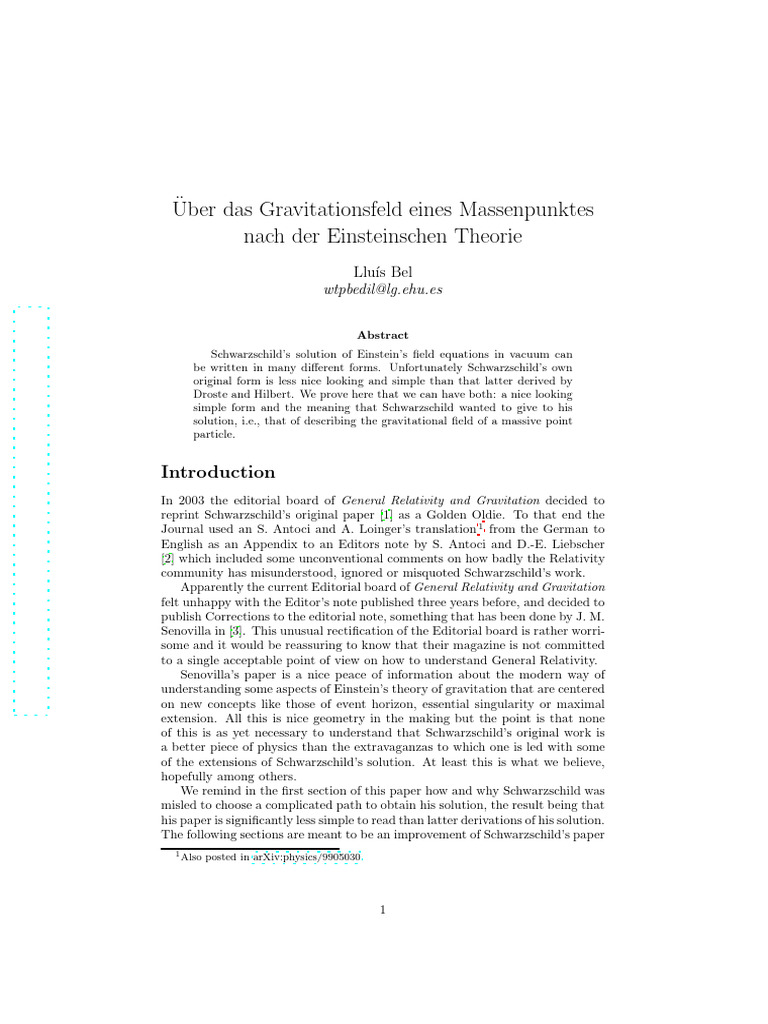 Schwarzschild Solution Simplified | PDF | General Relativity | Spacetime
