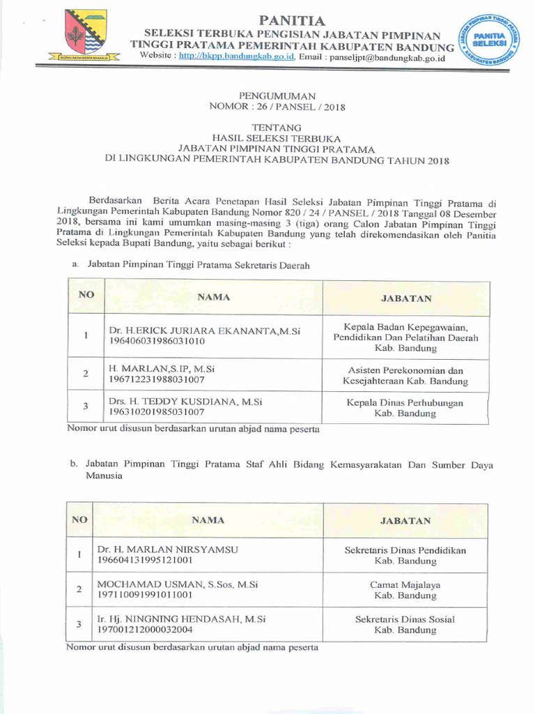 Pansel JPT 3 Besar | PDF
