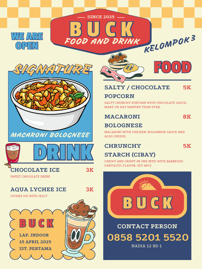Buck Food and Drink Menu 2025 | PDF