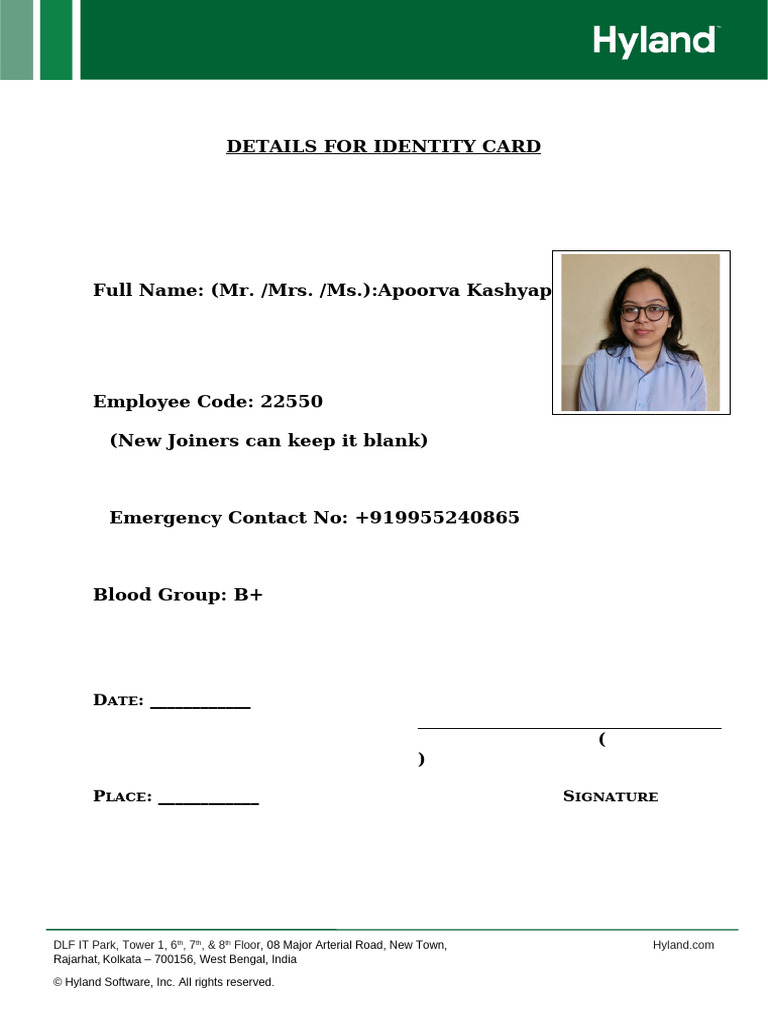 Identity Card Format | PDF