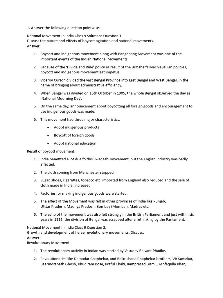 Boycott Agitation and Revolutionary Movements | PDF | British Raj ...