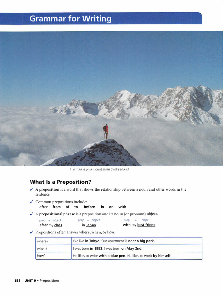 Grammar For Writing (Prepositional Phrase Exercise) | PDF