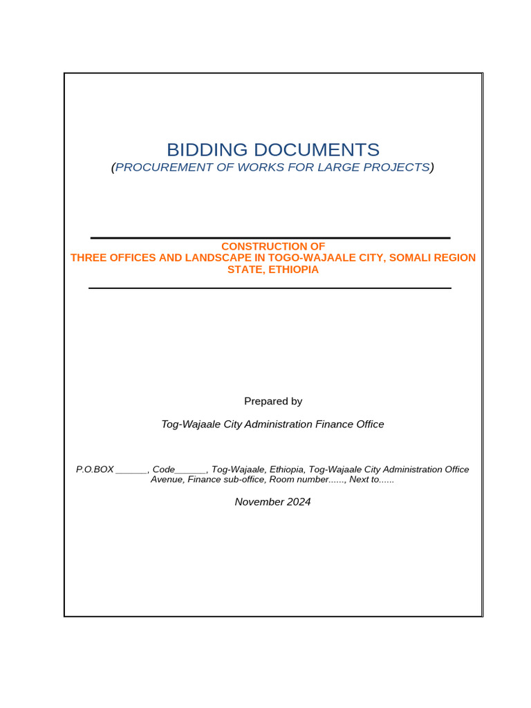 Togo-Wajaale Office Construction Bid Invitation | PDF | Specification (Technical Standard ...