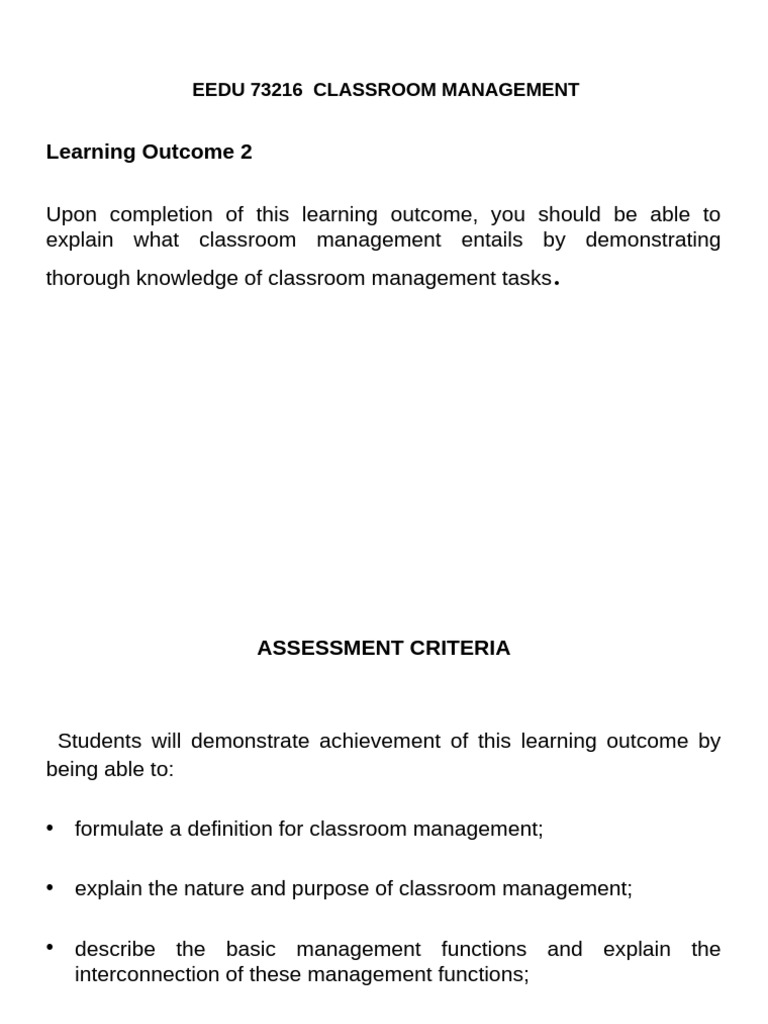 Learning UNIT 2 Classroom Management | PDF | Classroom Management ...