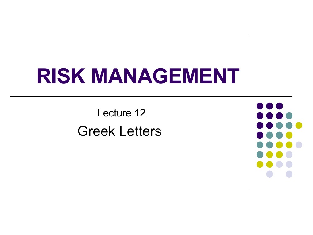 Risk Management: Greek Letters | PDF