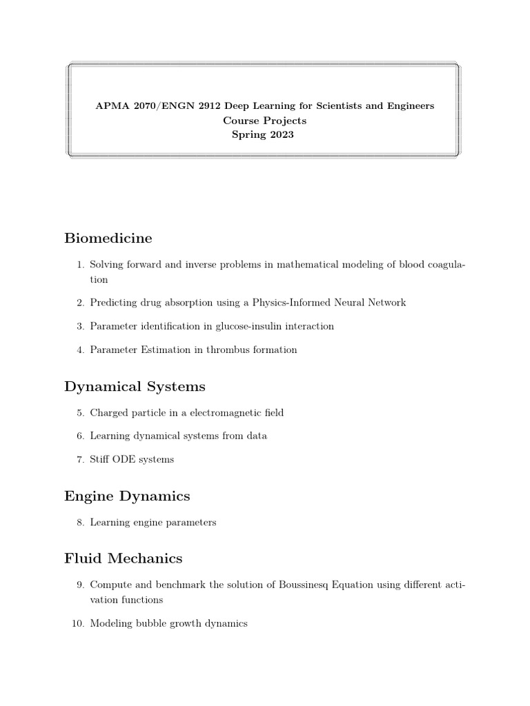 APMA 2070 Course Projects Overview | PDF