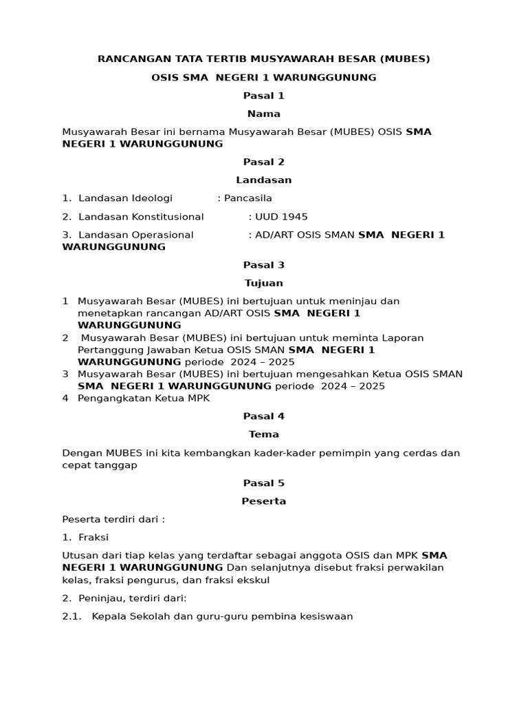 Mubes Osis Pendidikan Pancasila | PDF
