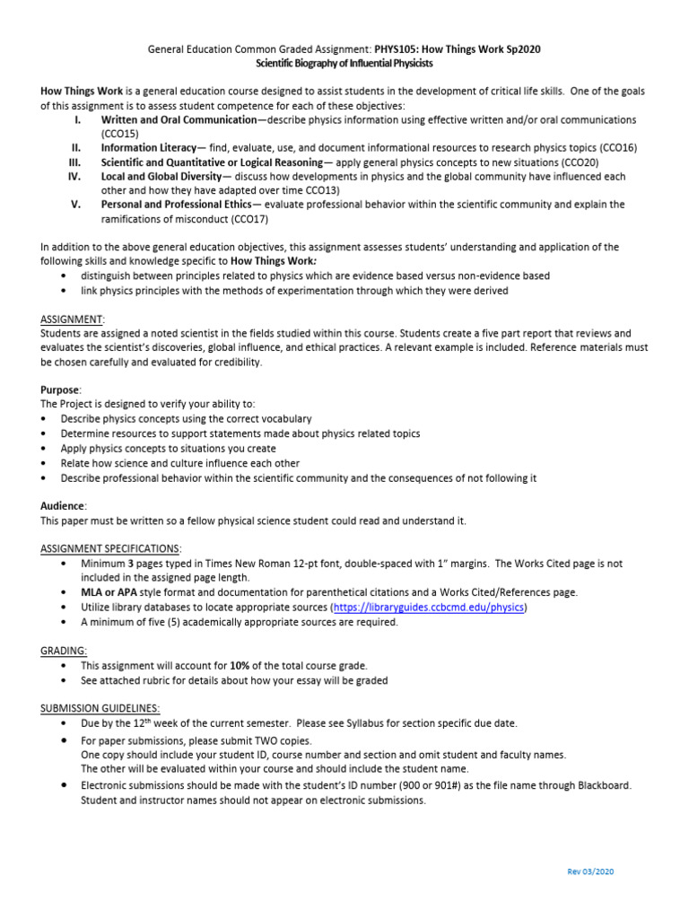 Scientific Biography Assignment Guide | PDF | Physics | Science