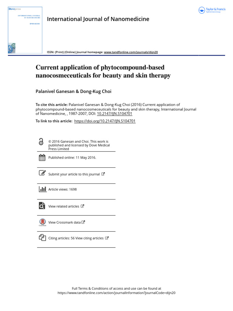 Current Application of Phytocompound-Based Nanocosmeceuticals For Beauty and Skin Therapy | PDF ...