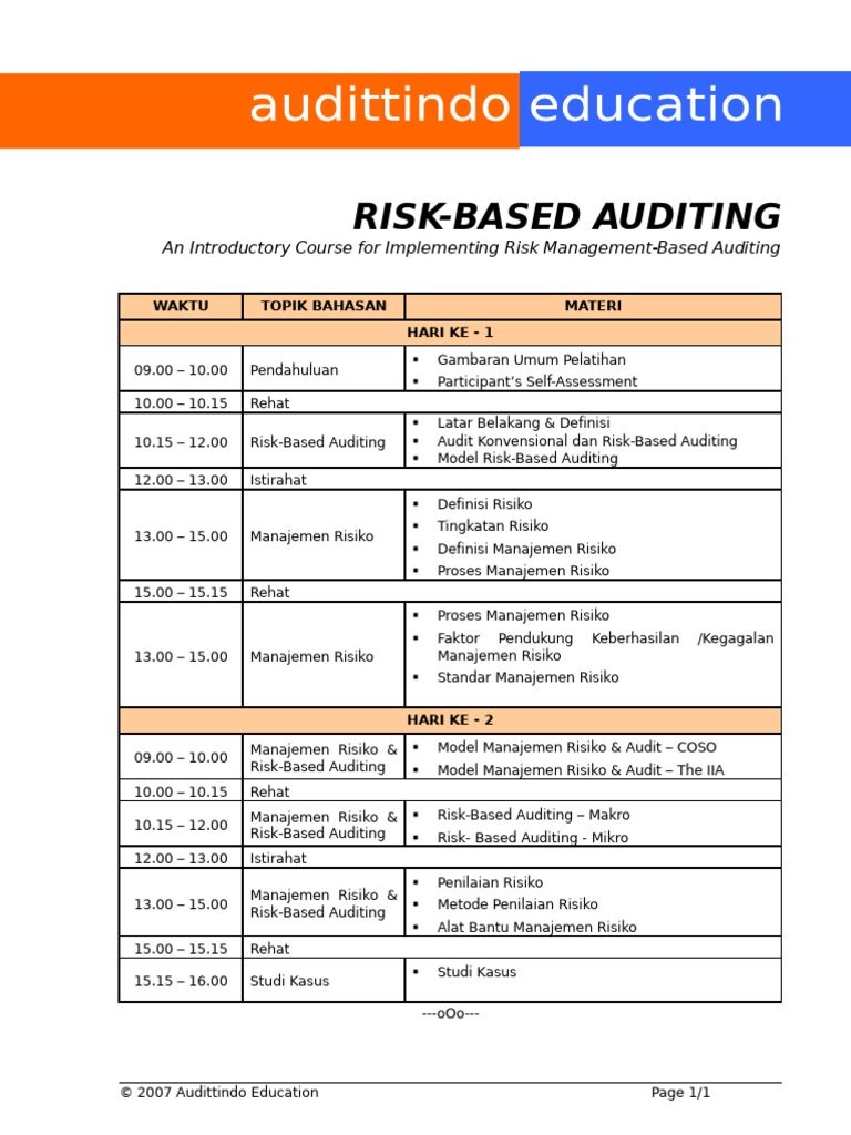 Kurikulum - Risk-Based Auditing | PDF