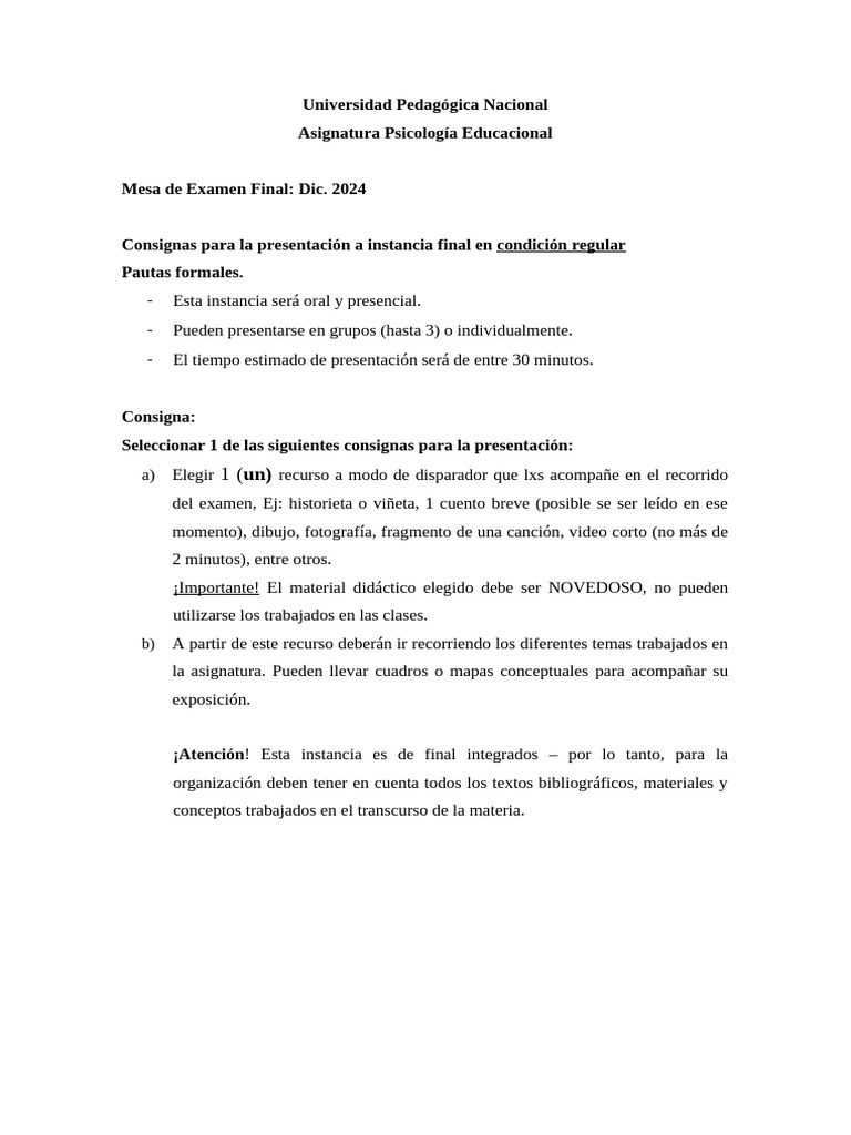 Consigna Examen Final | PDF