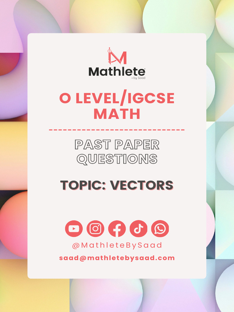Vectors Past Paper Questions Solved | PDF | Geometry | Euclid