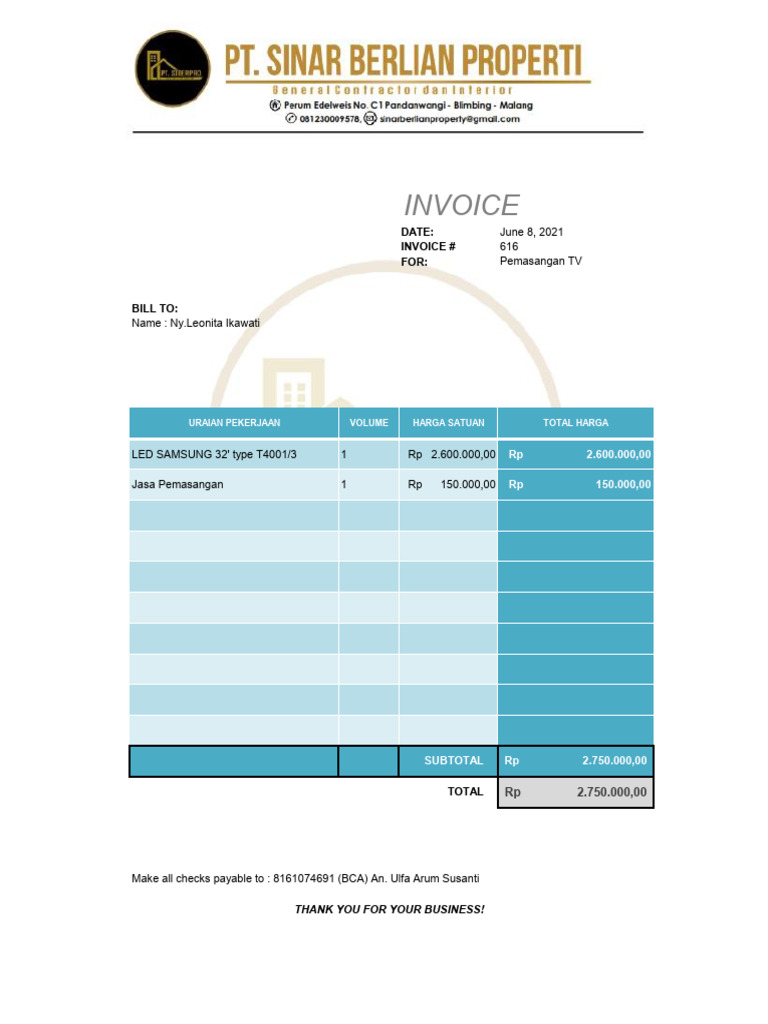 Invoice TV | PDF