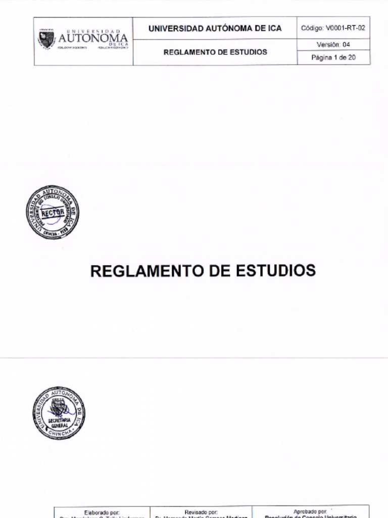 6046a6934a311f7ae32056d3 Reglamento de Estudios | PDF
