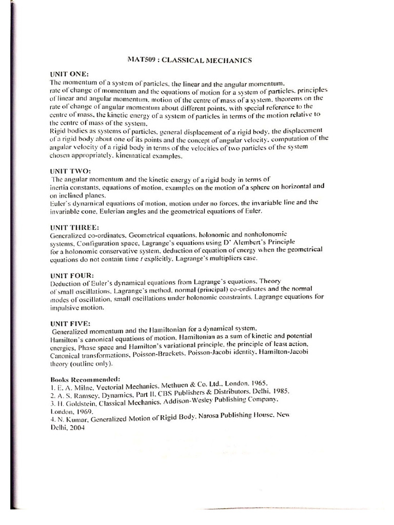 Classical Mechanics Sem1 | PDF