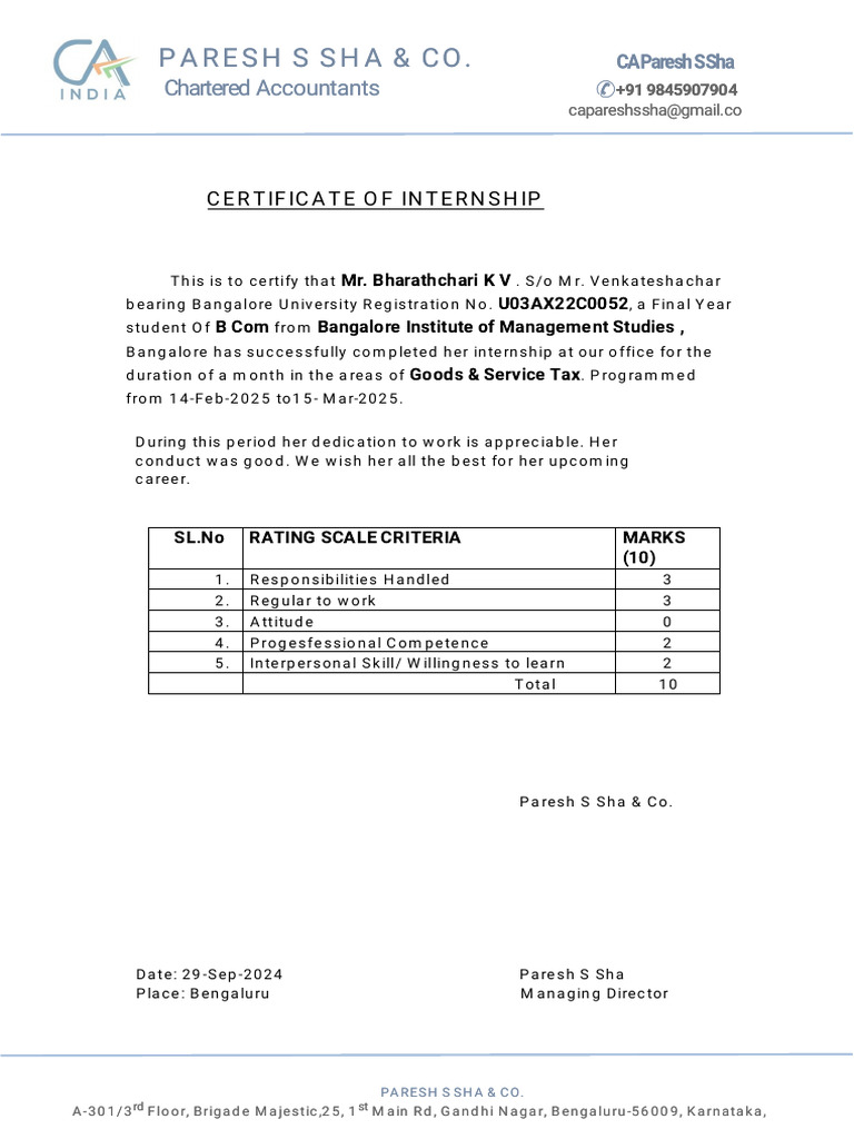 CERTIFICATE OF INTERNSHIP-1 Deepa-2 | PDF