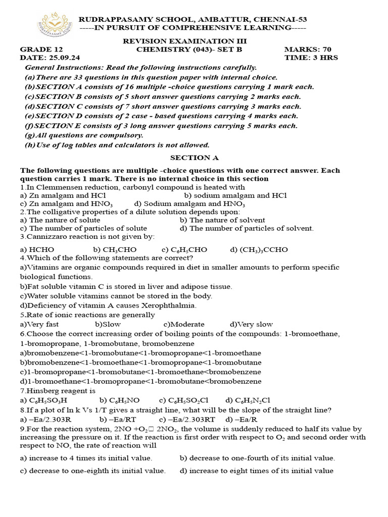 g12 set b chem qp ut 3.docx | PDF | Solubility | Chemical Substances