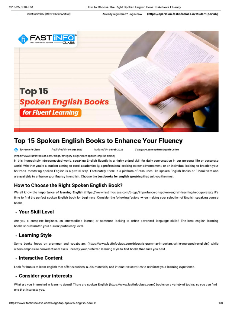 Top 15 Books for Spoken English Fluency | PDF | English Language | Fluency