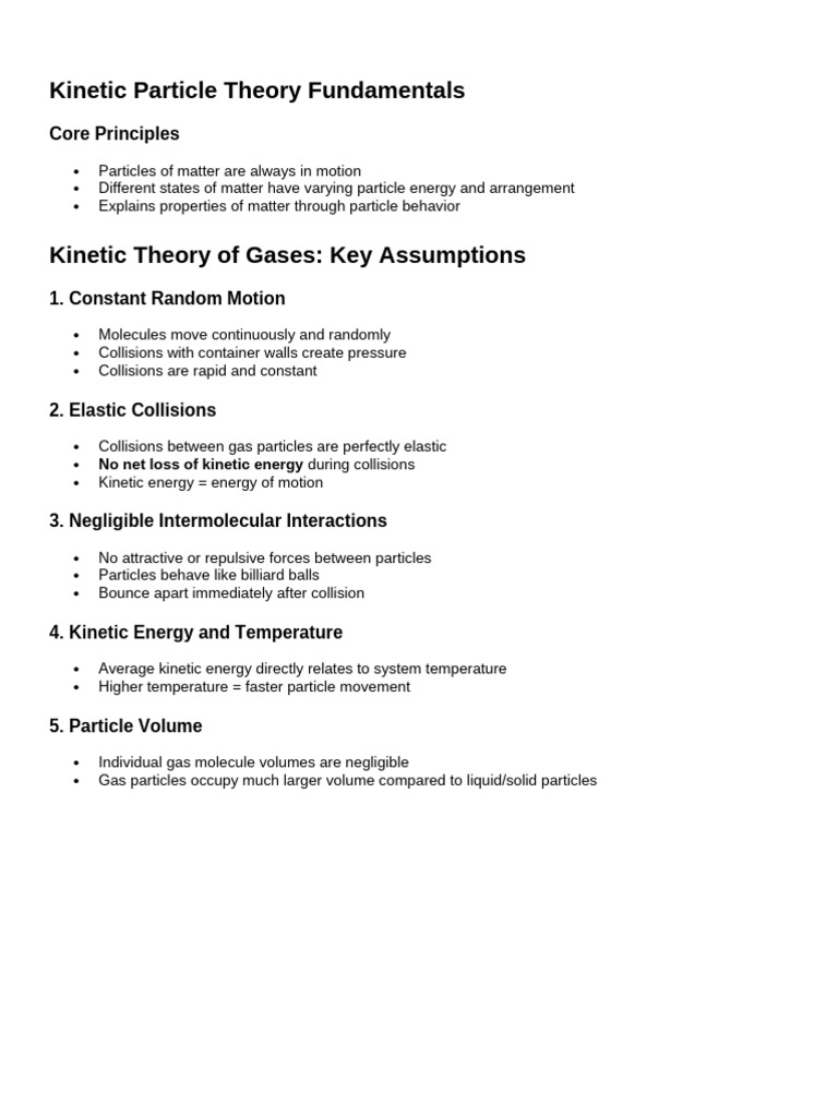Kinetic Particle Theory Fundamentals | PDF | Gases | Temperature