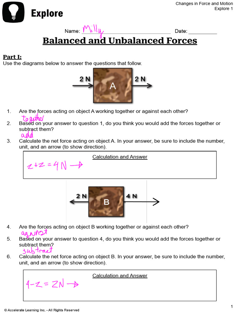 Balanced and Unbalanced Forces | PDF | Force | Classical Mechanics