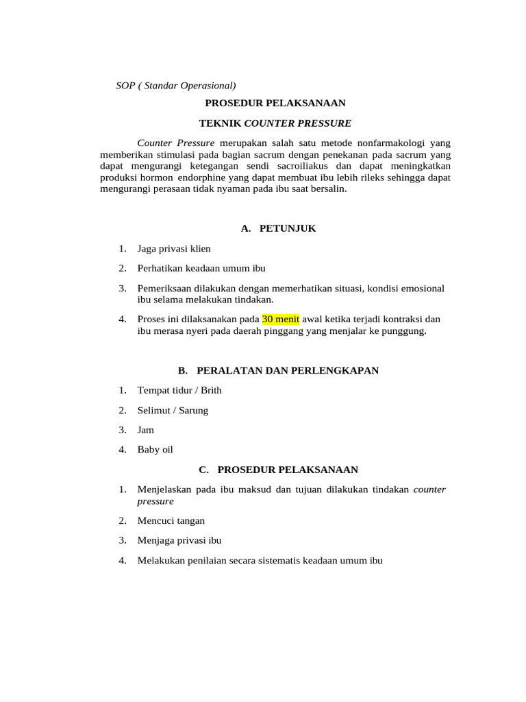 SOP Counterpresure | PDF