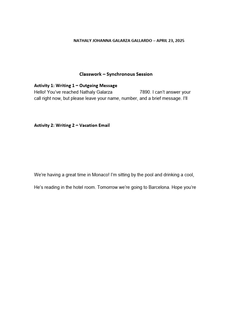 English Classwork Jenny Stone | PDF