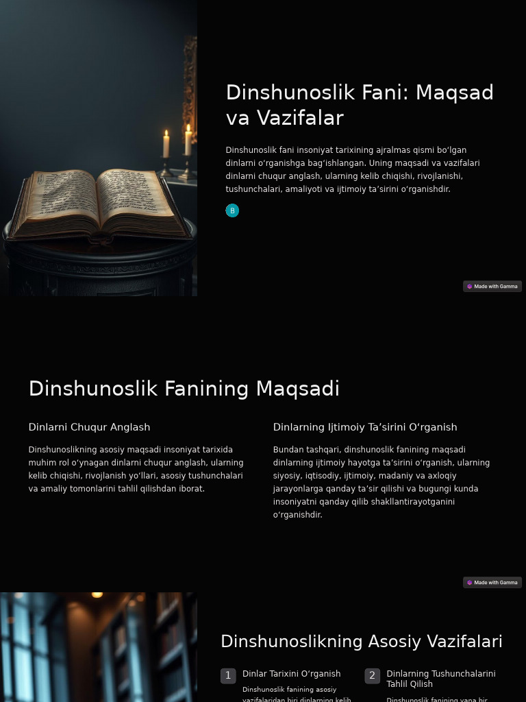 Dinshunoslik Fani Maqsad Va Vazifalar | PDF