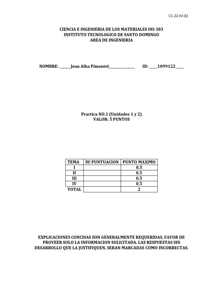 Práctica de Ciencia de Materiales C1-22 | PDF
