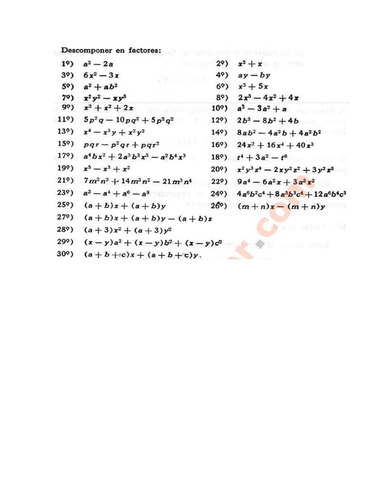 Deber 9no Factor Común | PDF