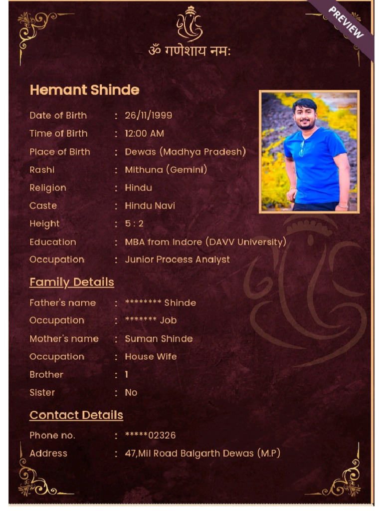 Hemant Shinde Biodata in English | PDF