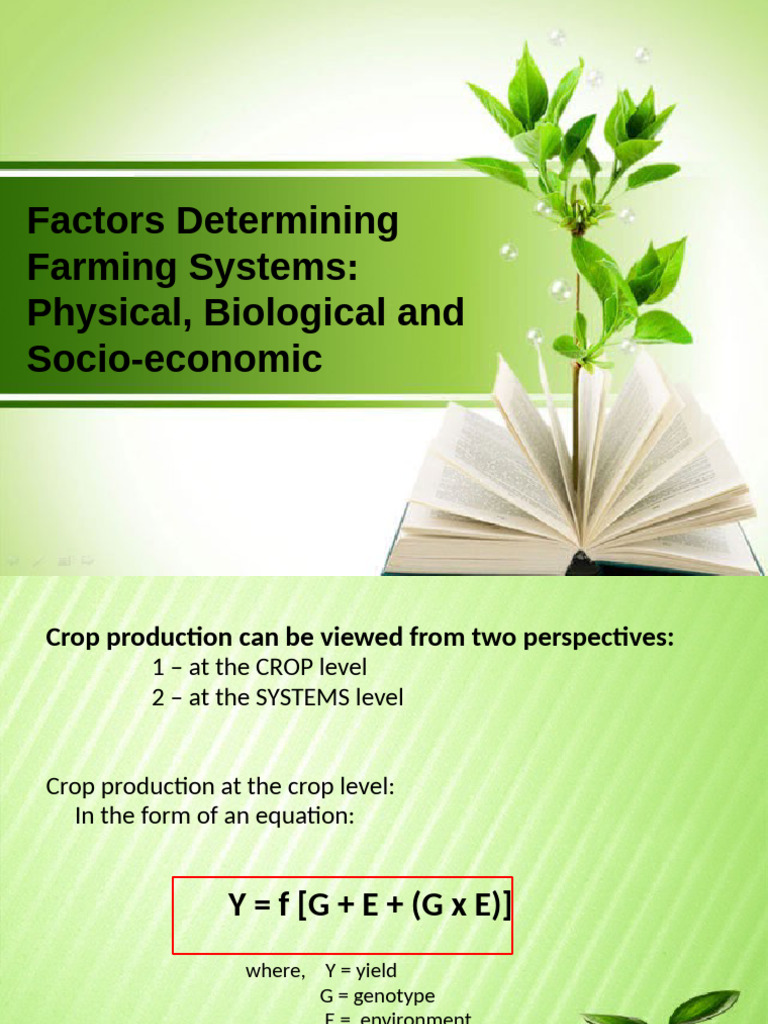 Factors Determining Farming Systems Physical Biological and Socio ...