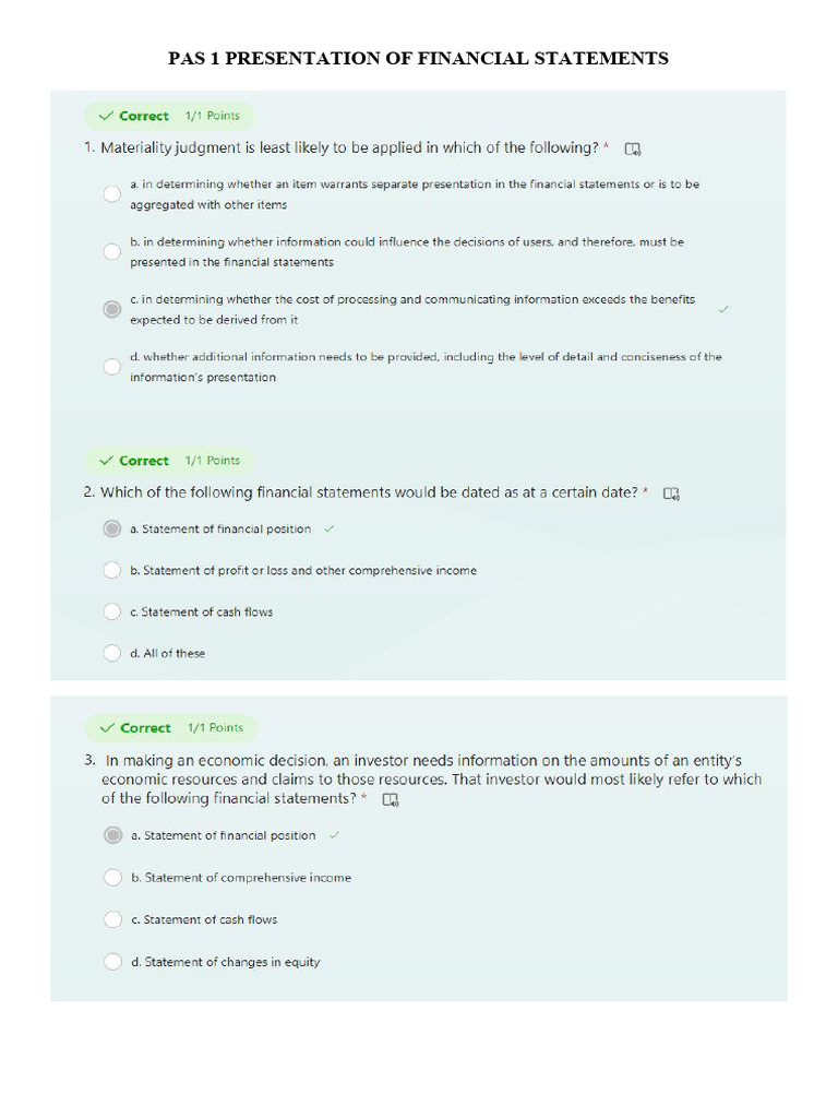 REVIEWER - PAS 1 PRESENTATION OF FINANCIAL STATEMENTS | PDF
