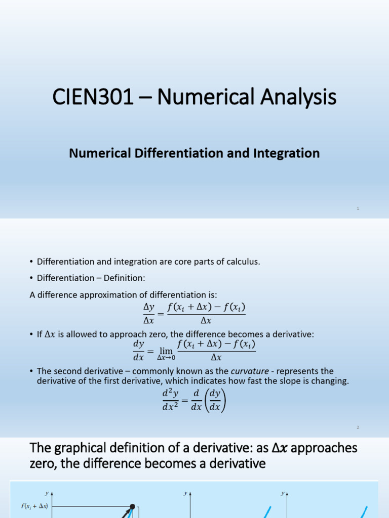 CIEN301 - Numerical Integration and Differentiation | PDF | Derivative | Integral
