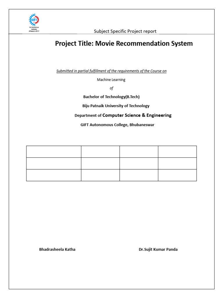Movie Recommendation System Project Report | PDF | Computing ...