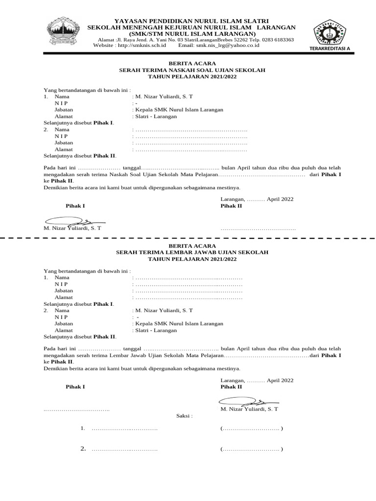 berita acara Sertrim US 2022 | PDF