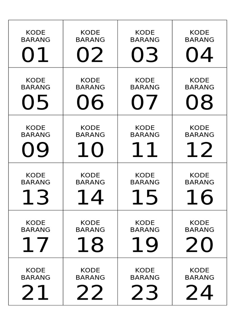 Daftar Kode Barang Lengkap | PDF