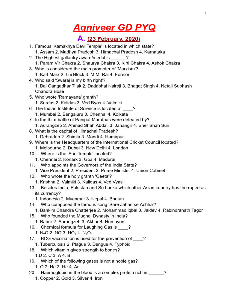Agniveer GD Exam Preparation Guide | PDF | Carbon | Copper
