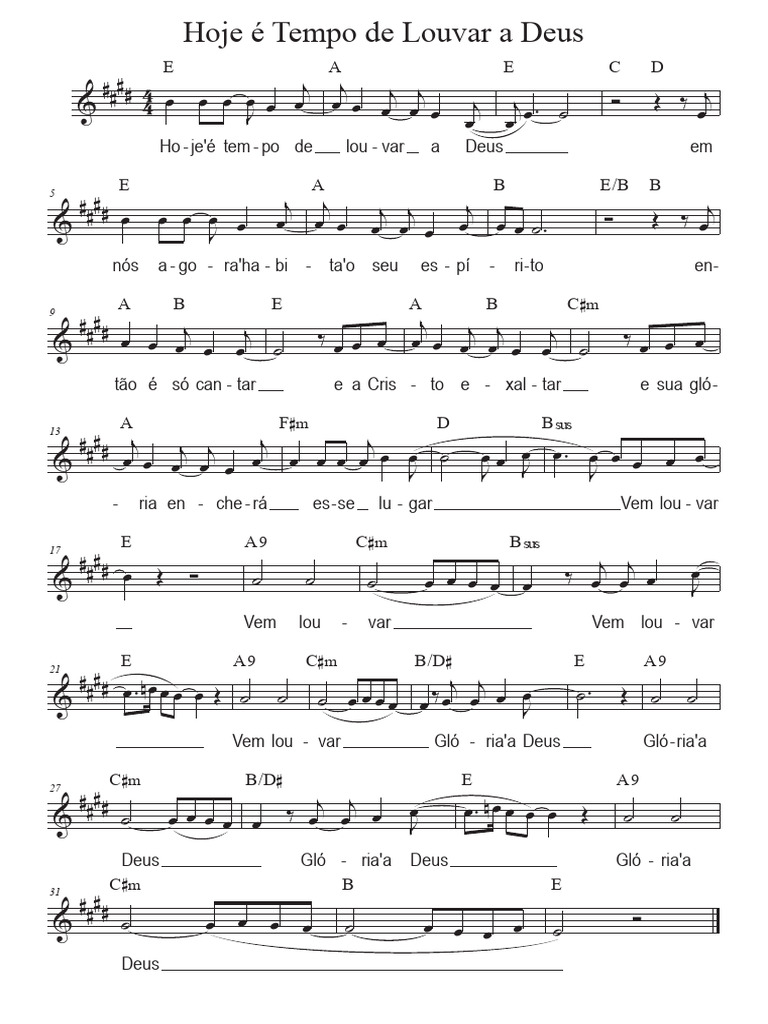 1 - Hoje É Tempo de Louvar A Deus - Score | PDF