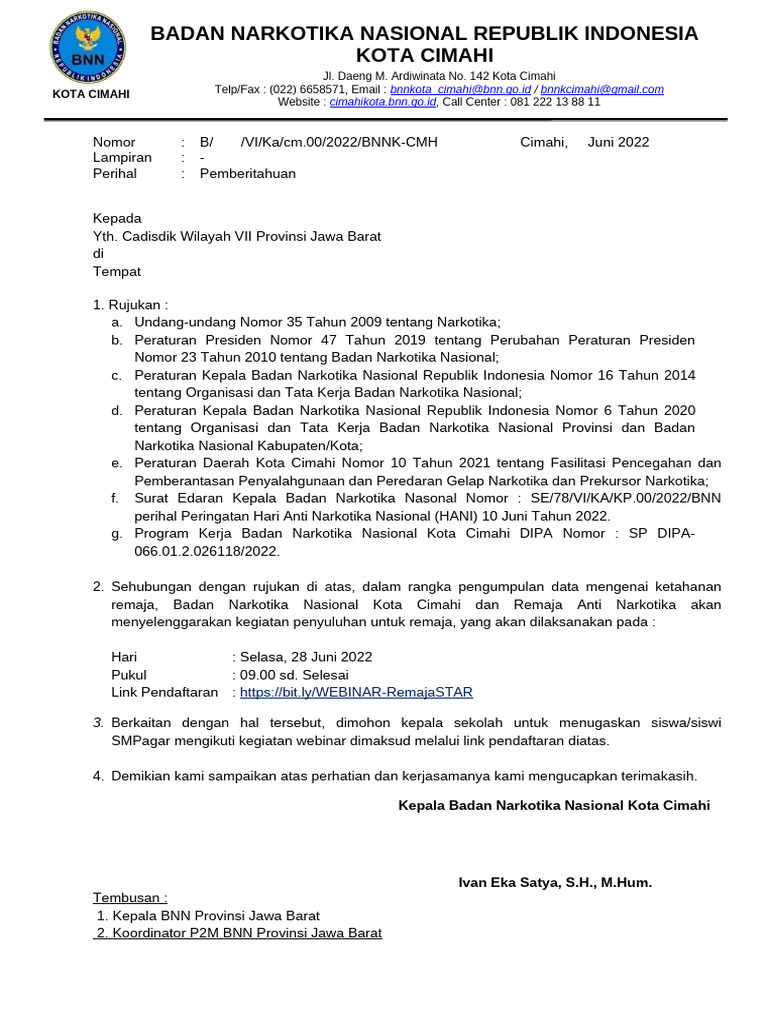 Undangan Pemberitahuan Web Binar | PDF