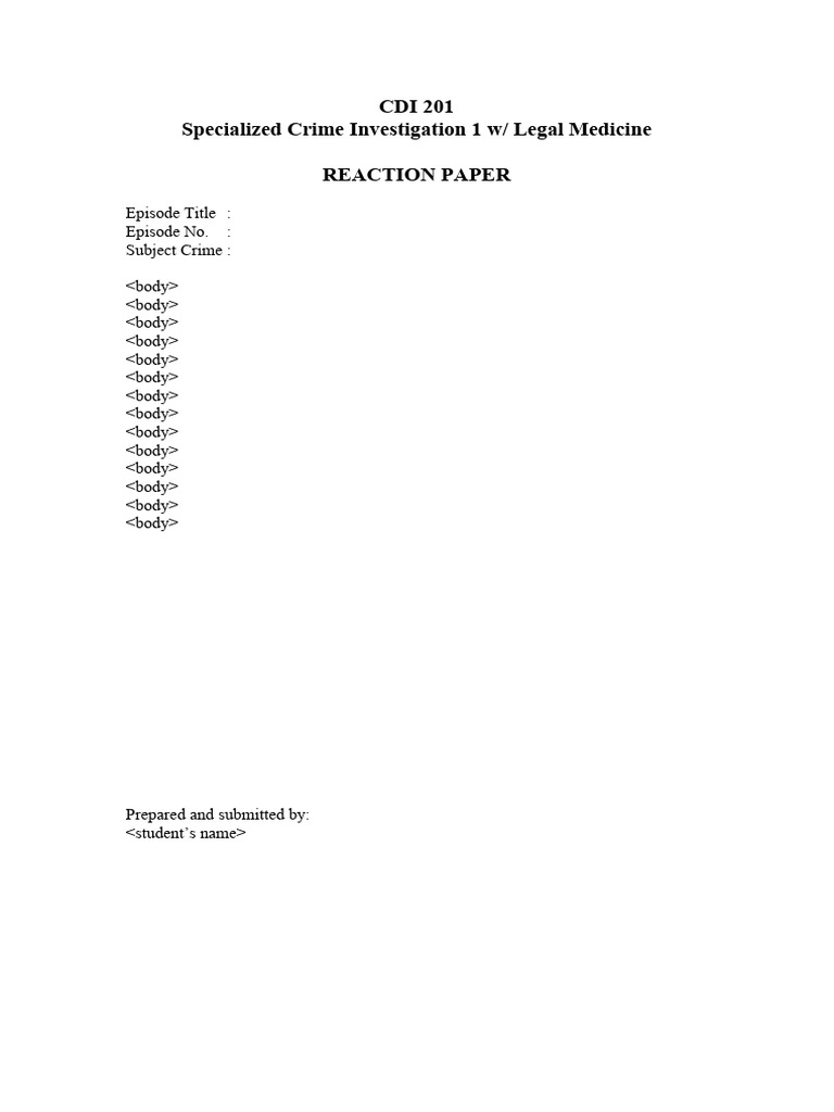 Reaction Paper Format | PDF