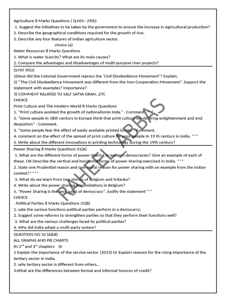Agriculture 8 Marks Questions | PDF