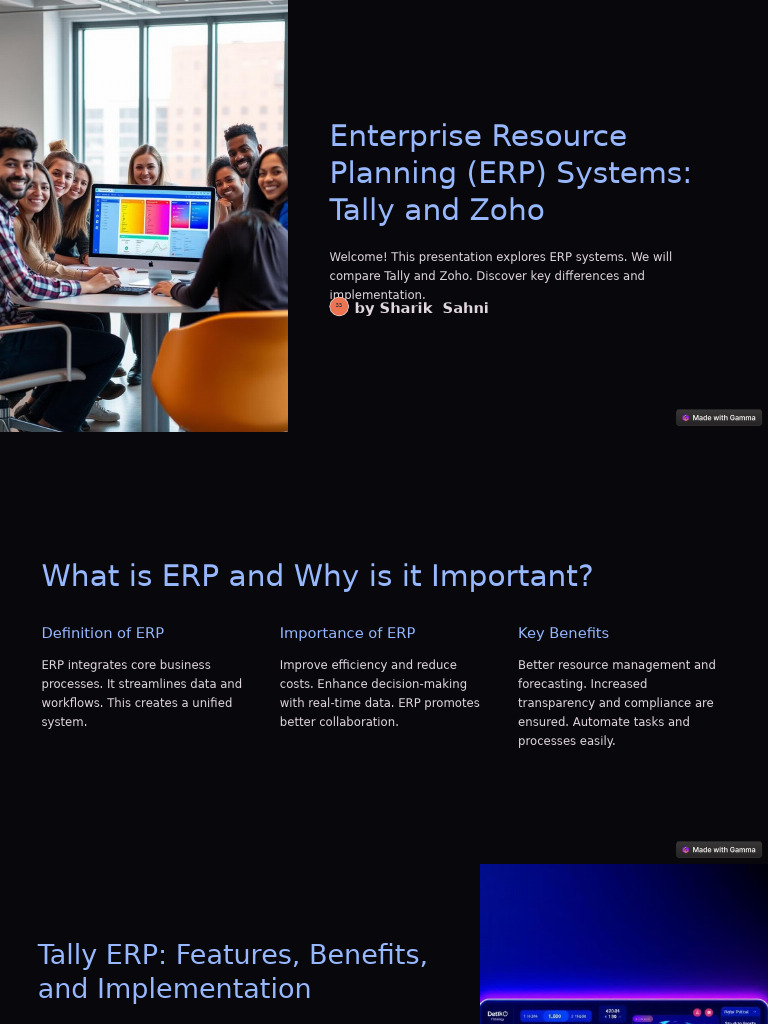 Enterprise Resource Planning ERP Systems Tally and Zoho | PDF ...
