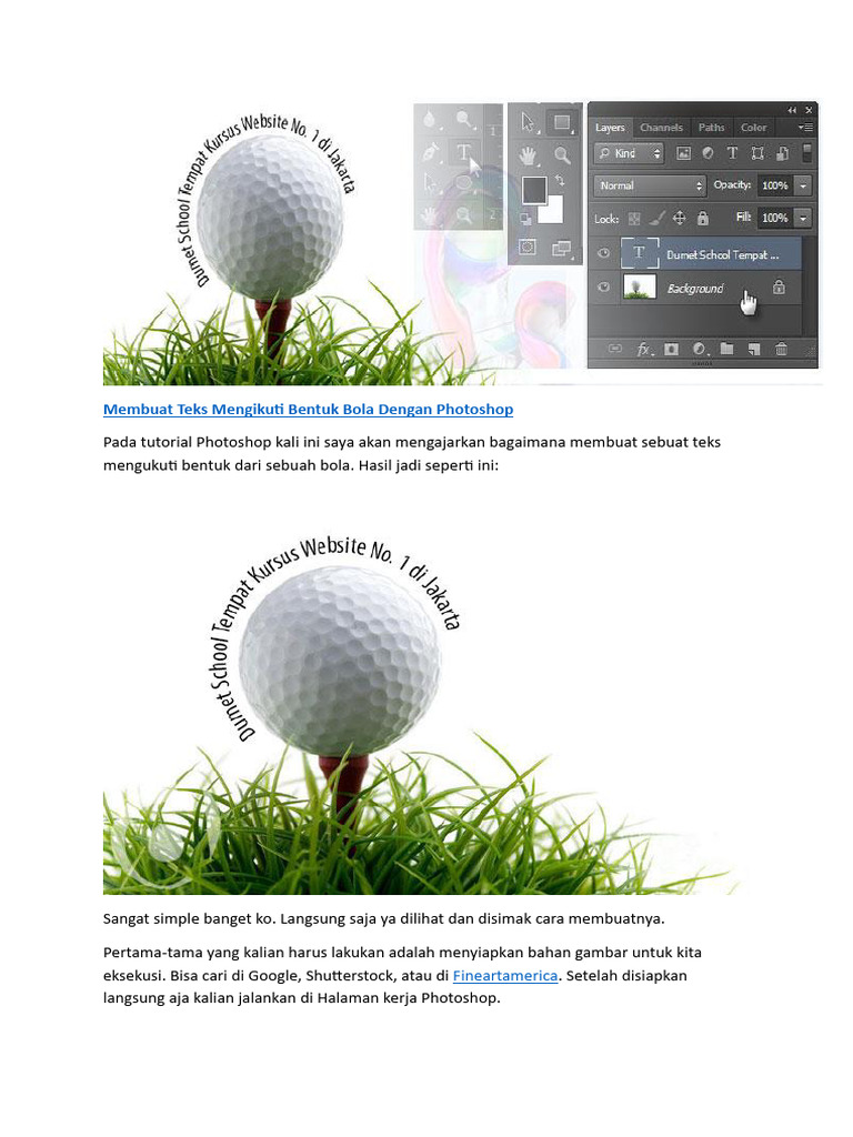 Membuat Teks Mengikuti Bentuk Bola Dengan Photoshop XI DKV | PDF