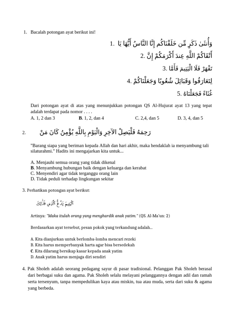 Soal Us Kelas 6 2024 2025 | PDF