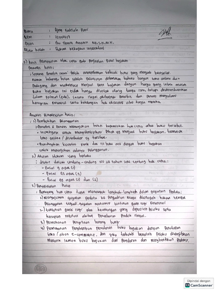 Tugas Mandiri HKI 1_ Ajeng Fadilah Putri _ 2212011357 | PDF