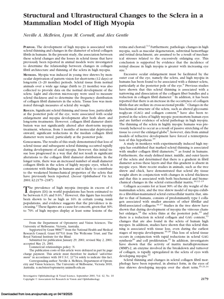 Structura and Ultrastructural Changes in Sclera Among Mammalian Model ...