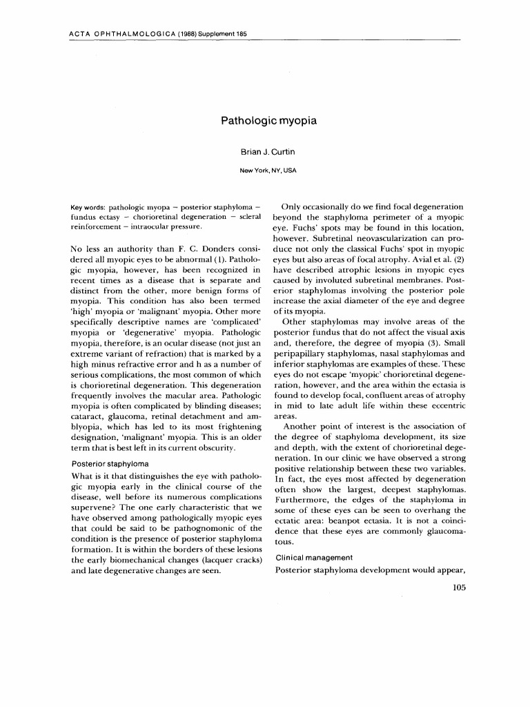 Curtin's Pathological Myopia | PDF | Myopia | Ophthalmology