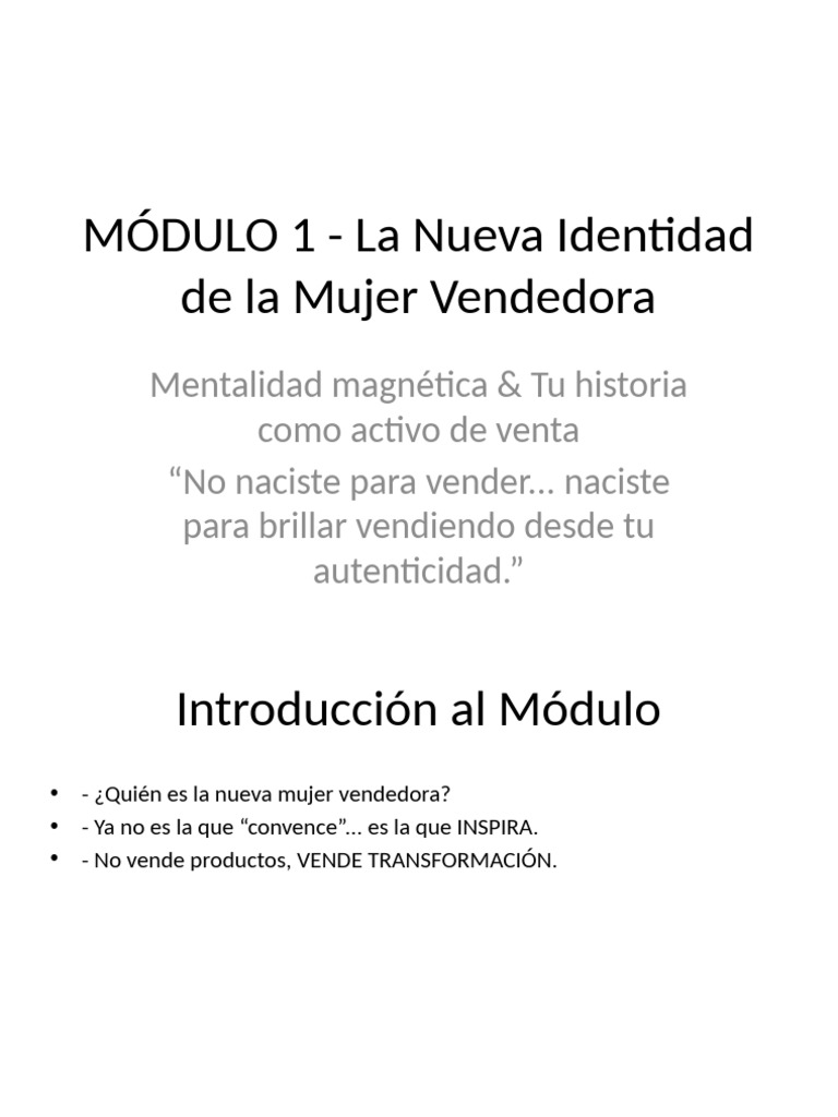 La Nueva Mujer Vendedora: Mentalidad y Storytelling | PDF